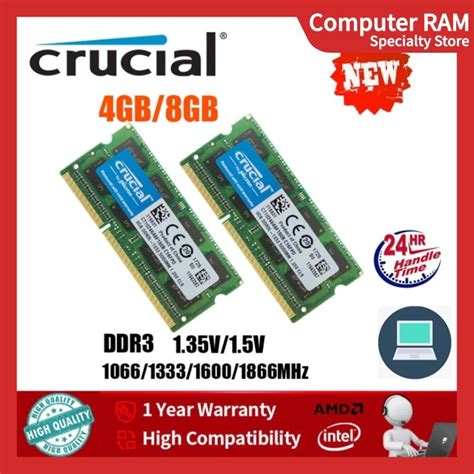 【fast shipping】crucial 4gb 8gb ddr3 ddr3l notebook memory ram sodimm 1066 1333 1666 1866mhz