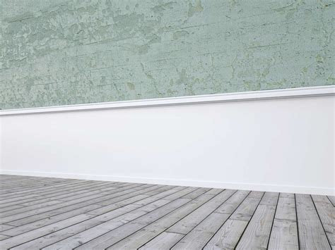 Plastered Wall White Wood Panelling And Grey Floorboards 3d Rendering