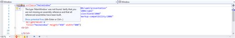 Visual Studio Xaml Xaml Namespace Is Missing Commented Out