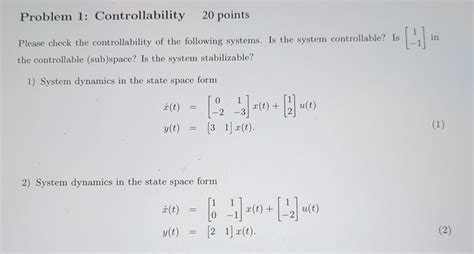 Solved Problem 1 Controllability 20 Points 4 Please Check
