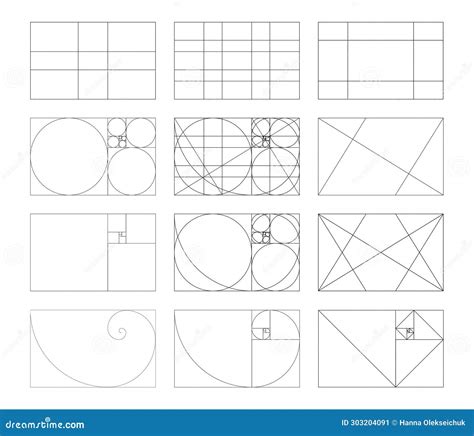 golden ratio frames set method golden section template fibonacci