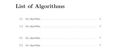 Table Of Contents Increase Spacing Between Different Algorithms In