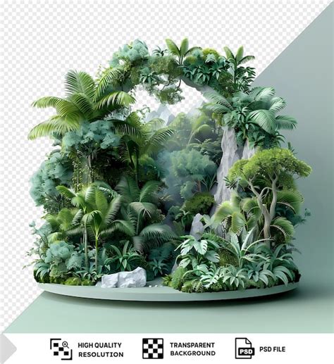 Прозрачный фон джунгли фон леса натуральная сцена футуристическая генеративная Ai 3d рендеринг