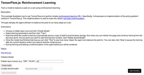 Tfjs Examples Cart Pole Codesandbox