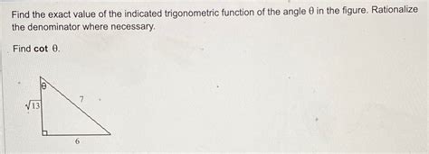 Solved Find The Exact Value Of The Indicated Trigonometric Chegg