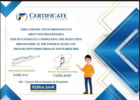Federalbank Inductionsuccess Newbeginnings Grateful Careergrowth Krovvidi Phaneendra