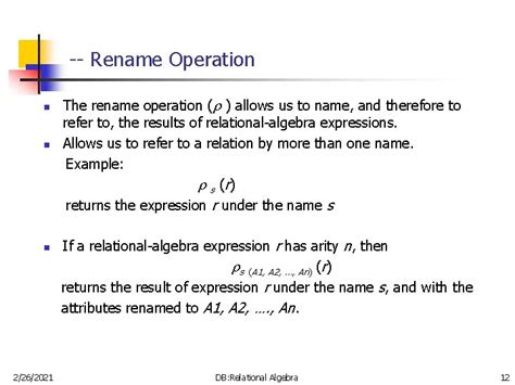Relational Algebra 2262021 Db Relational Algebra 1 Objectives Relational Algebra 2262021 Db Relational Algebra 1 Objectives