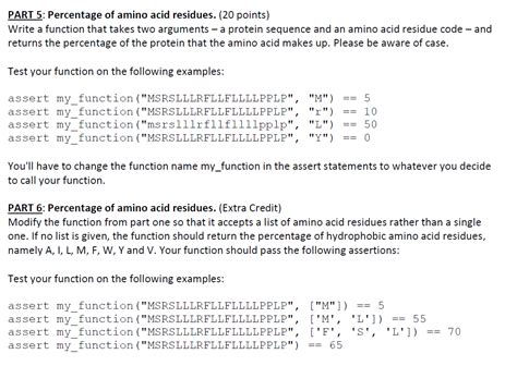 Solved PART Percentage Of Amino Acid Residues Chegg