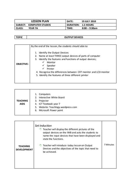 Lesson Plan Input Devices Doc