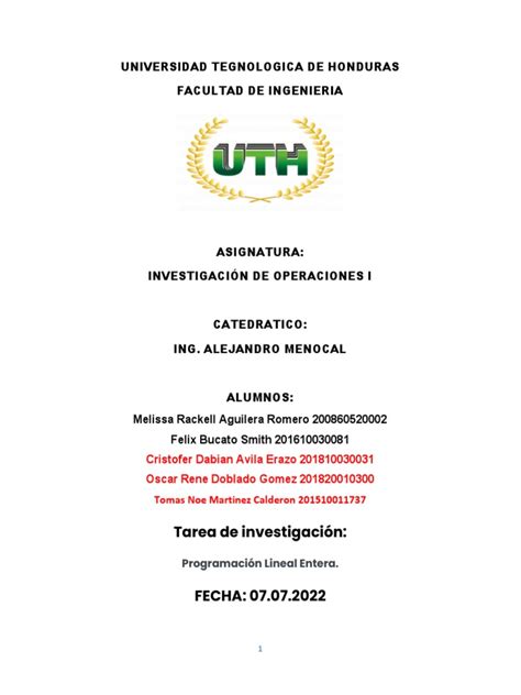 programacion lineal entera investigacion de operaciones i pdf