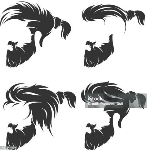 Mens의 헤어스타일와 얼굴 전체 얼굴과 프로필에 수염 콧수염과 Hirecut 검은색에 대한 스톡 벡터 아트 및 기타 이미지 검은색 고객 낙서 드로잉 Istock