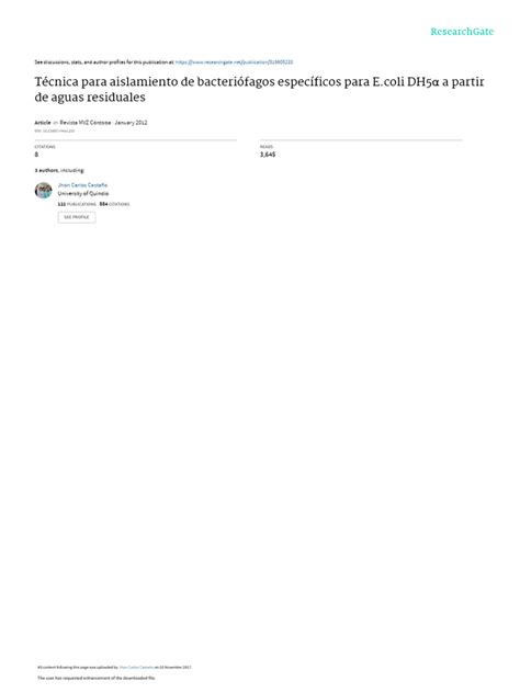 Tecnica Para Aislamiento De Bacteriofagos Especifi Pdf Bacteriófago