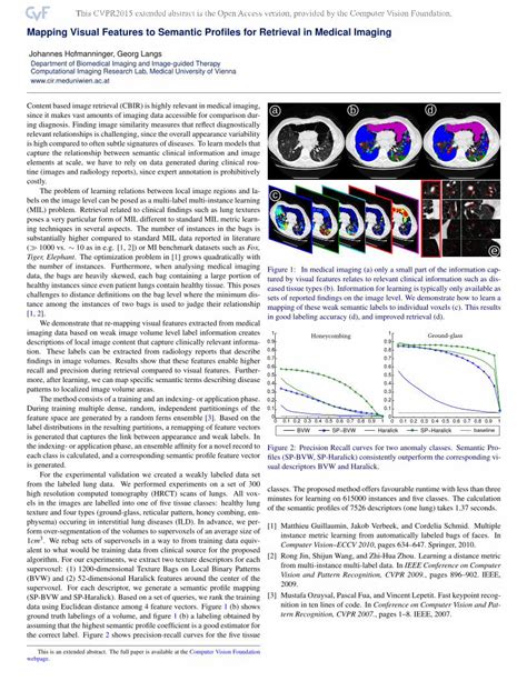 Pdf Mapping Visual Features To Semantic Proﬁles For Retrieval · Tine Images And Radiology