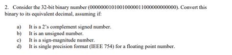 solved 2 consider the 32 bit binary number