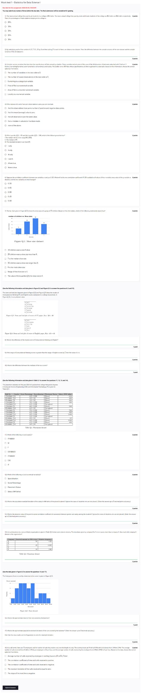 Mock Test Stats Statistics For Data Science Studocu