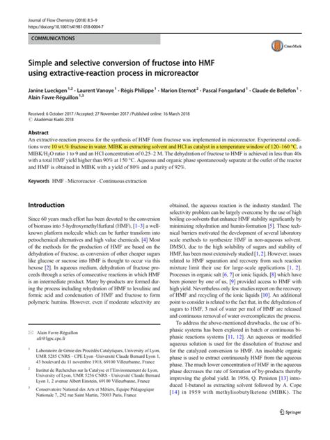 Fructose Into Hmf Micro R Mibk Pdf High Performance Liquid