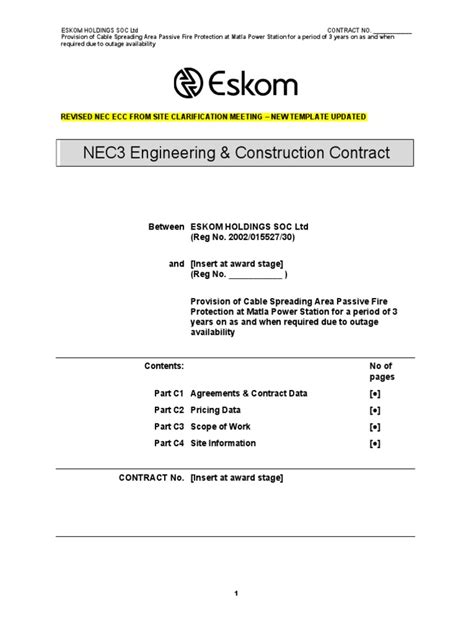 Revised Updated Nec3 Ecc Cable Spreading Contract Mpmat10069gx