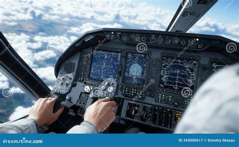 An Experienced Pilot Navigates Advanced Cockpit Controls Above The