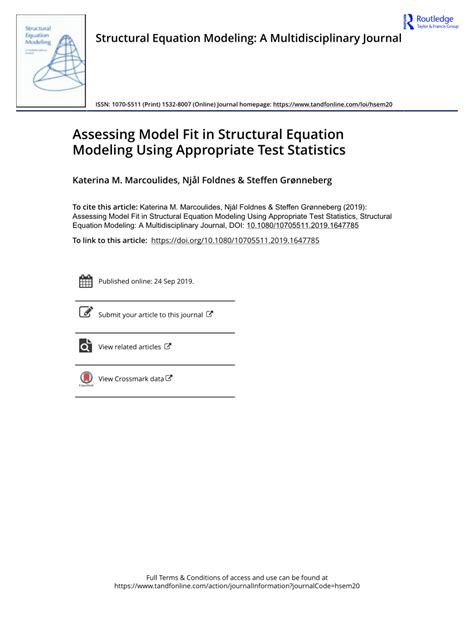 Pdf Assessing Model Fit In Structural Equation Modeling Using