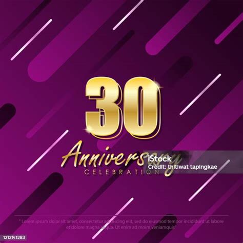 30 주년 기념 엠블럼 그라데이션 기하학적 모양 배경 웹 전단지 인사말 카드 및 초대 카드에 대한 벡터 일러스트 템플릿 디자인에 기념일 우아함 황금 로고 30th