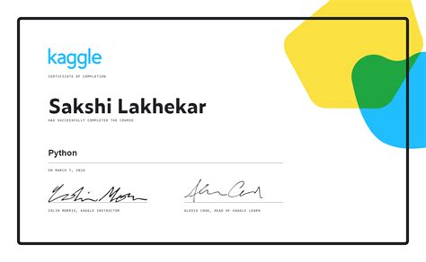 sakshi lakhekar completed the python course on kaggle
