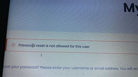 Password Reset Not Allowed For This User