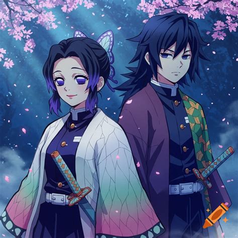 Anime Illustration Of Shinobu Kocho And Giyu Tomioka From Demon Slayer