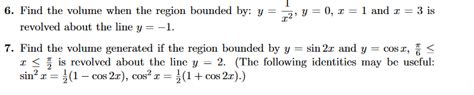 solved for questions 5 7 use the method of disks washers