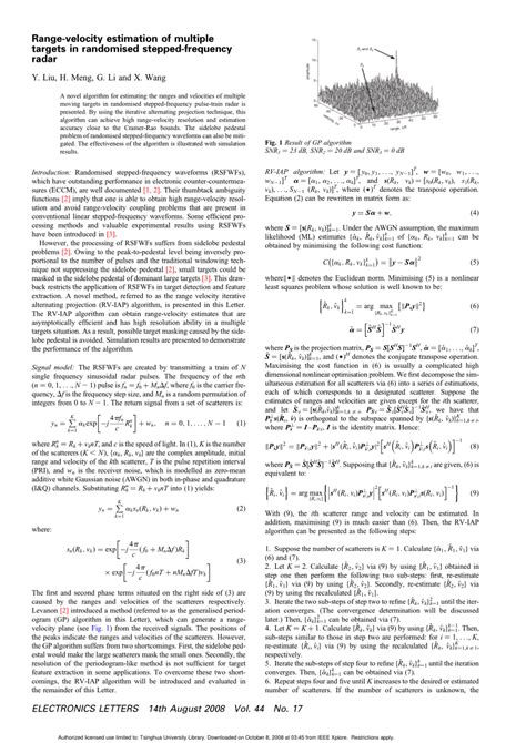 Pdf Range Velocity Estimation Of Multiple Targets In Randomised