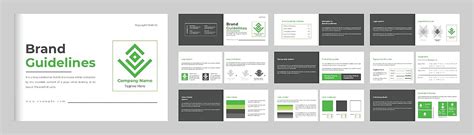 Brand Guidelines Layout Template Green Color Brand Strategy Brand Style Guide Vector Green
