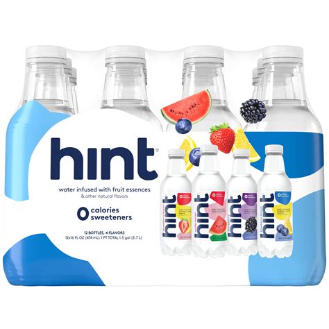 Hint Flavored Water Infused With Fruit Essence White Variety Pack 4