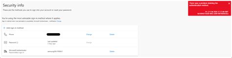 Cant Delete Authentication Method Microsoft Qanda