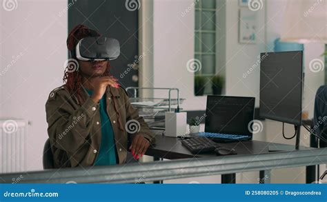 african american developer working with vr glasses stock video video