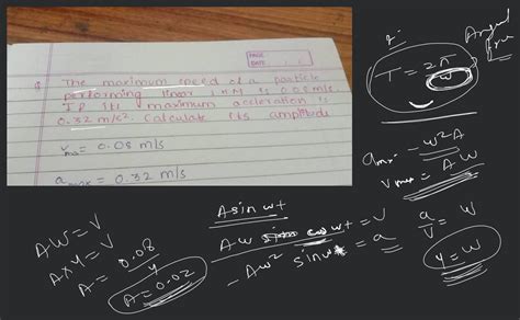 The Maximum Speed Of A Particle Performing Linear S IM Is O Os M S