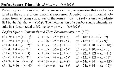 Perfect Square Trinomials