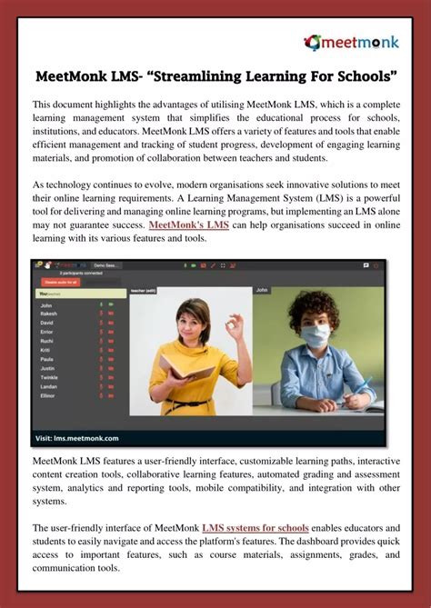 Ppt Meetmonk Lms Streamlining Learning For Schools Powerpoint