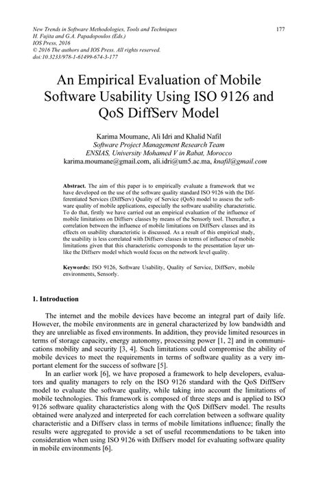 Pdf An Empirical Evaluation Of Mobile Software Usability Using Iso 9126 And Qos Diffserv Model