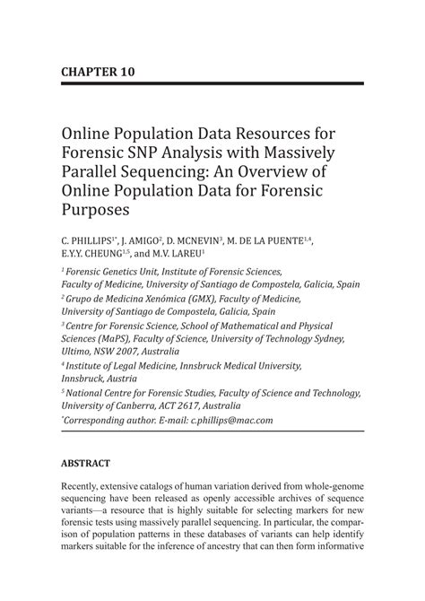 Pdf Online Population Data Resources For Forensic Snp Analysis With