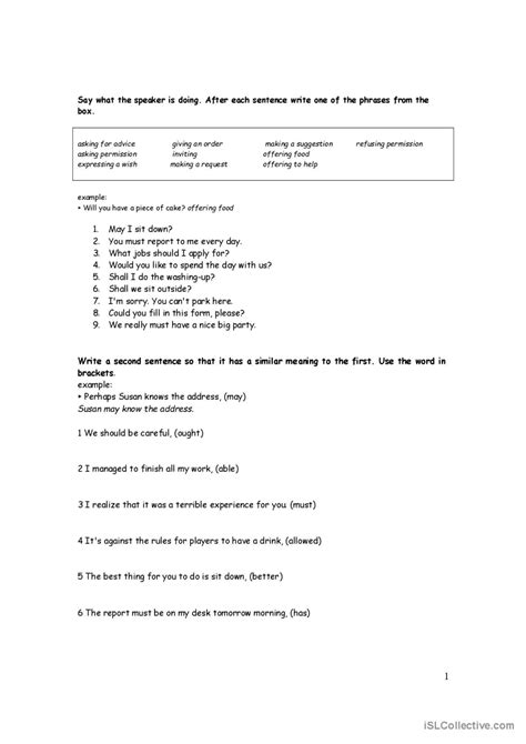 Using Modals English Esl Worksheets Pdf And Doc