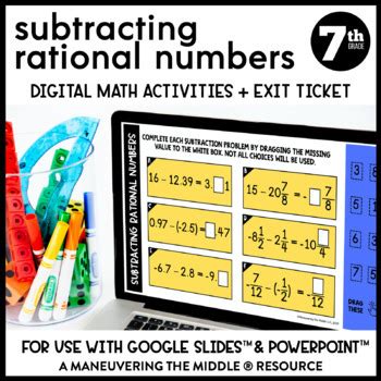 Subtracting Rational Numbers Digital Math Activity Google Slides Activity