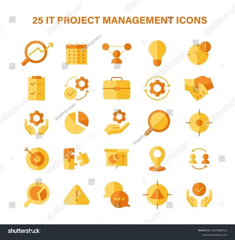 Project Management Set Comprehensive Icons Teamwork Stock Vector Royalty Free 2412988713