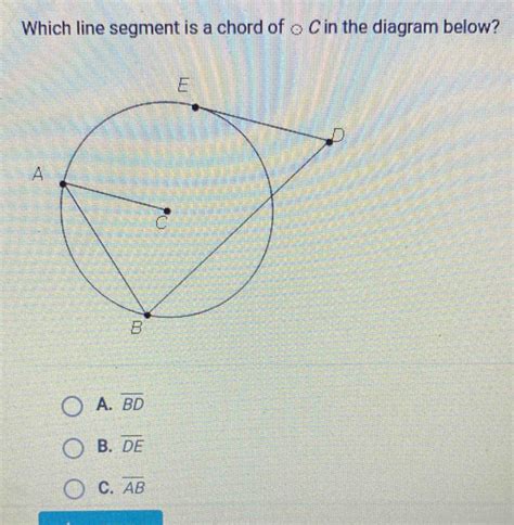 solved which line segment is a chord of ⊙ c in the diagram below a