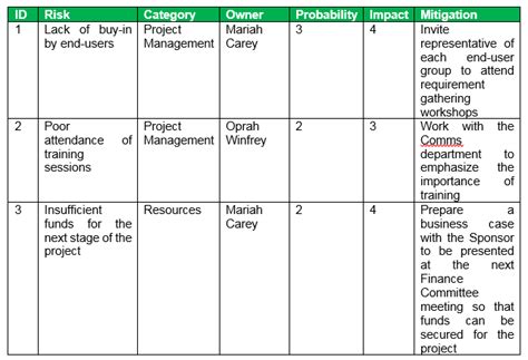 Risk Register Examples Risk Management Process Steps Project