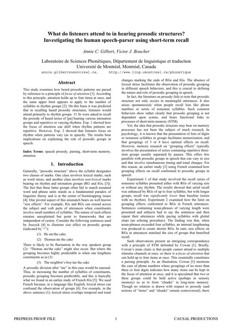 Pdf What Do Listeners Attend To In Hearing Prosodic Structures