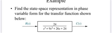 Solved Example Find The State Space Representation In Phase Chegg