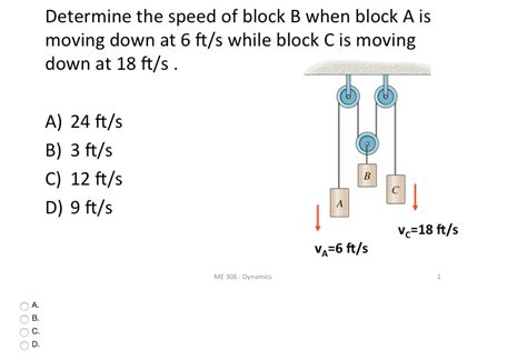 determine the speed of block b when block a is moving
