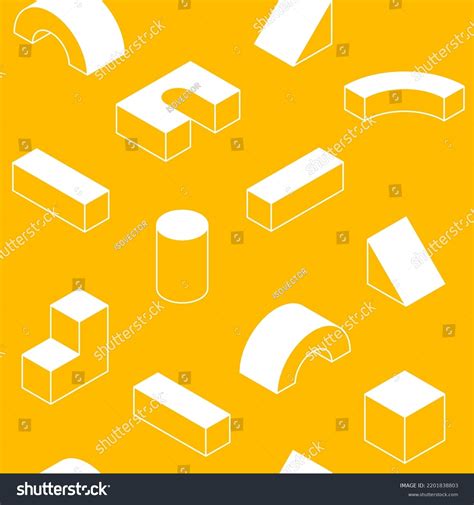 Vector Isometric Seamless Pattern Isometric Outline Stock Vector Royalty Free 2201838803