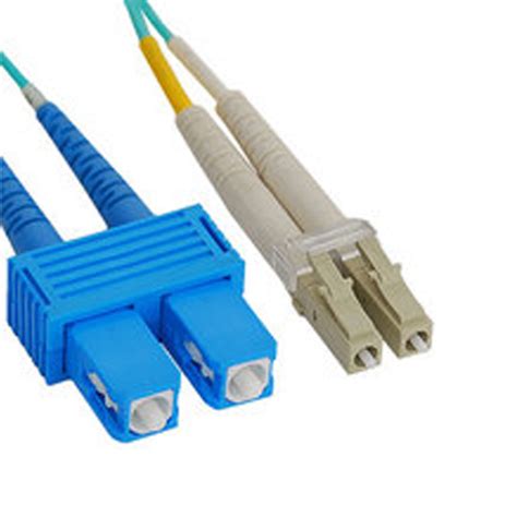 Fiber Optic Assembly Duplex 50 Micron Om3 Lc To Sc 13 Meters Label On One End Stating The
