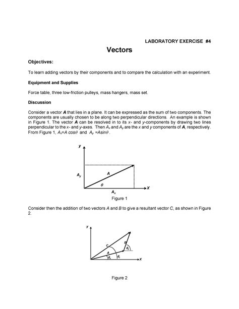 PHYS 111 Lab 4 Manual LABORATORY EXERCISE 4 Vectors Objectives To Learn Adding Vectors By