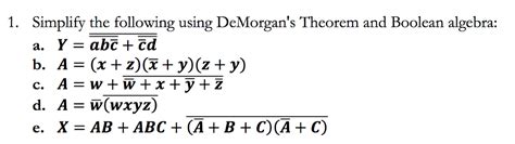 solved 1 simplify the following using demorgan s theorem